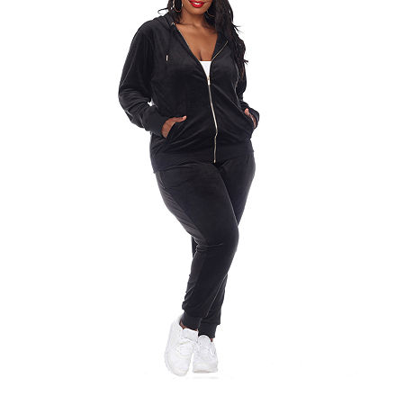 Click here for Plus Size White Mark 2pc. Velour Tracksuit Set prices