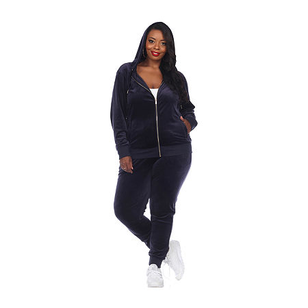 Click here for Plus Size White Mark 2pc. Velour Tracksuit Set prices