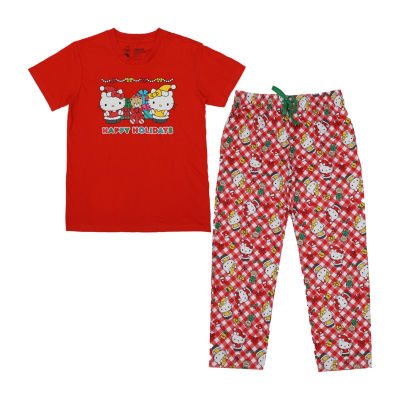 Womens Hello Kitty Plush Crew Neck Short Sleeve 2-pc. Pant Pajama Set ...