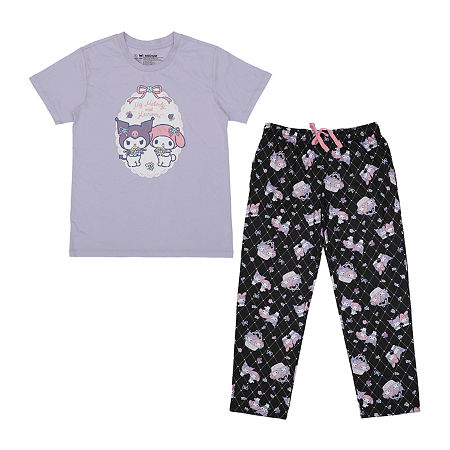 Click here for Womens Kuromi Plush Crew Neck Short Sleeve 2-pc. P... prices