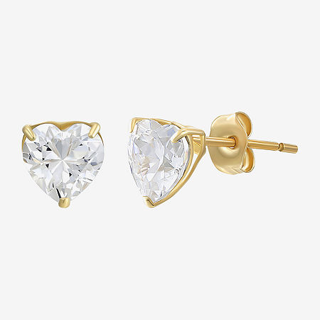 Click here for Heart Cubic Zirconia 10K Gold Stud Earrings  One S... prices