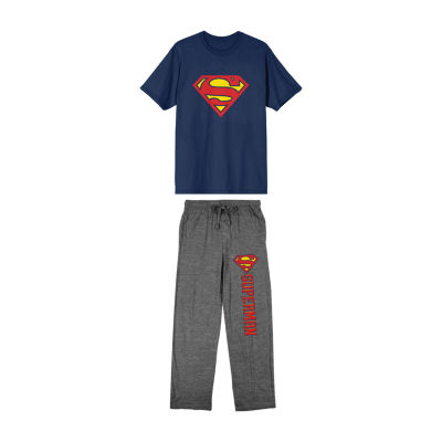 Superman Mens Crew Neck Short Sleeve 2-pc. Pajama Sets, Color: Blue ...
