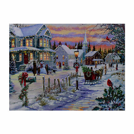 Click here for Northlight Led Snowy Village Canvas Wood Wall Art... prices