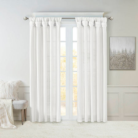 Madison Park Natalie Twisted Tab Tab Top Light-Filtering Single Curtain Panel  One Size  White
