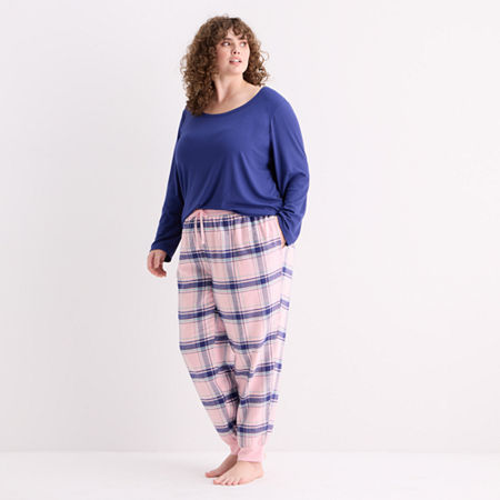 Click here for Sleep Chic Jogger Womens Flannel Plus Pajama Pants... prices
