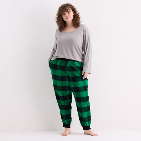 Click here for Sleep Chic Jogger Womens Flannel Plus Pajama Pants... prices