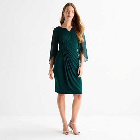 Connected Womens Cap Sleeve Pull-On Dress - Hunter
