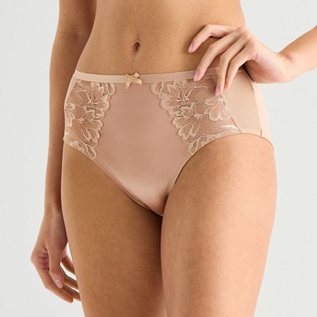 Click here for Ambrielle Tulip Lace Shine Brief Panty  Large  Bei... prices