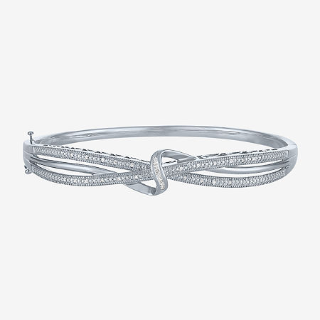 Click here for 1/10 CT. T.W. Diamond Crossover Bangle Bracelet in... prices