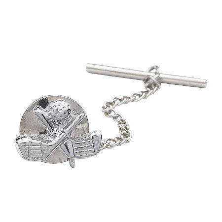 Click here for Golf Clubs Rhodium-Plated Tie Tack  One Size  Gray prices