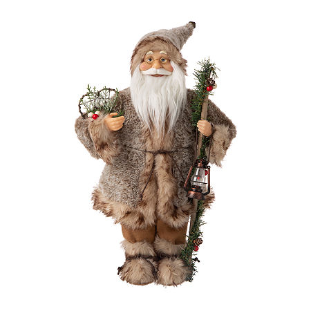Click here for Glitzhome 18 Faux Brown Fur Santa Figurine  One Si... prices