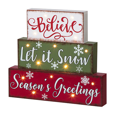 Click here for Glitzhome Led Lighted Wooden & Metal Block Lighted... prices