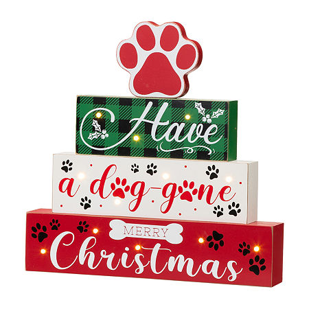 Click here for Glitzhome Pet Block Wood Sign Christmas Tabletop D... prices