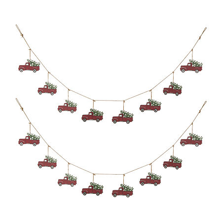 Click here for Glitzhome 2pc Red Truck Indoor Christmas Garland... prices