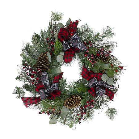 Click here for Dual Plaid and Berries Artificial Christmas Wreath... prices
