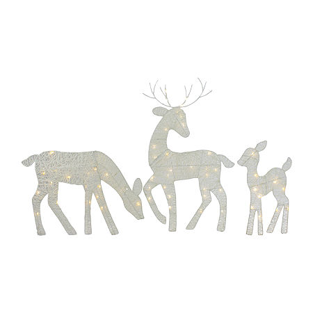 Click here for Set of 3 LED Lighted White Reindeer Family Outdoor... prices