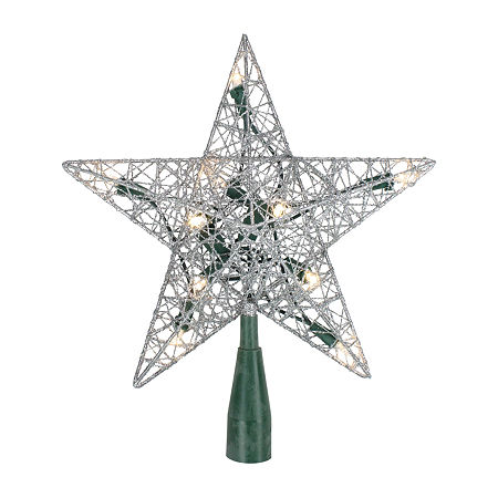 Click here for 9 Lighted Silver Wire Star Christmas Tree Topper -... prices