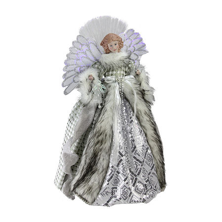 Click here for 16 Lighted Fiber Optic Angel in Silver Gingham Coa... prices