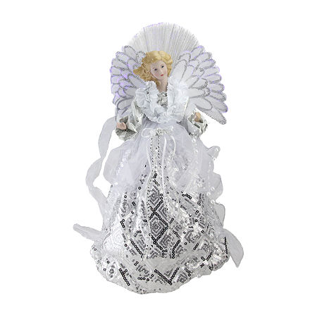 Click here for 16 White and Silver Lighted Angel Sequined Gown Ch... prices