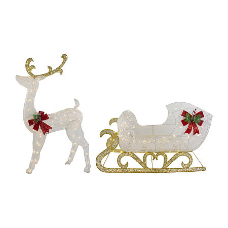 Click here for 48 LED Lighted Glitter Reindeer with Sleigh Outdoo... prices