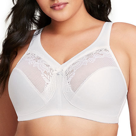 Womens Full Figure Plus Size MagicLift Wirefree Minimizer Support Bra 1003 - White