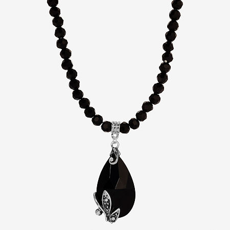 1928 Womens Alloy 15 Inch Pendant Necklace  One Size  Black