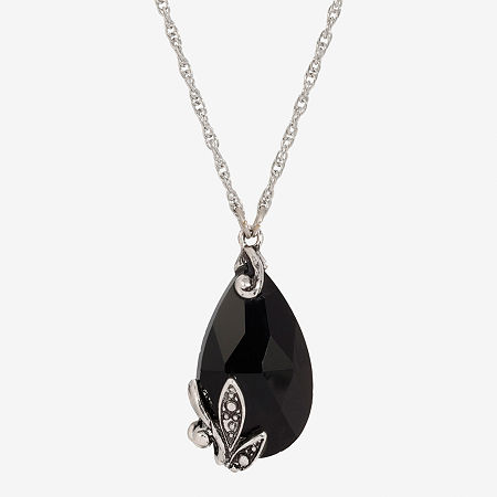 1928 Womens Alloy 15 Inch Pendant Necklace  One Size  Black