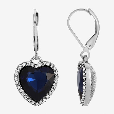 2028 Heart Drop Earrings - Blue