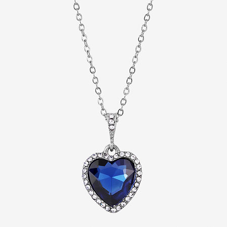 2028 Heart Pendant Necklace - Blue