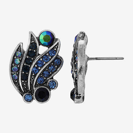 2028 Silver-Tone Multi Ab Button Earrings - Blue