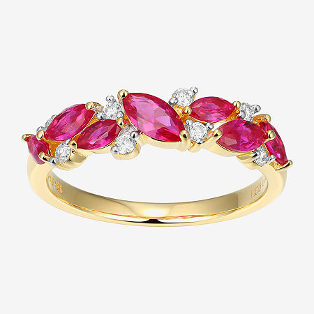 Click here for 2MM Gemstone 18K Gold Over Silver Band  7  Ruby prices