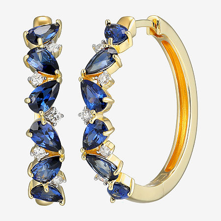 Click here for Gemstone 18K Gold Over Silver 25mm Hoop Earrings... prices