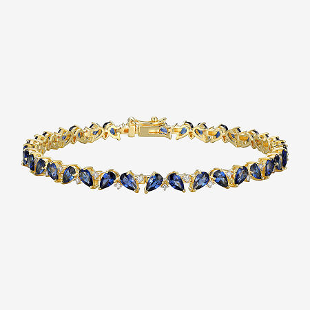 Click here for Gemstone 18K Gold Over Silver 7.25 Inch Tennis Bra... prices