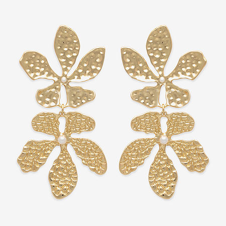 Click here for Bijoux Bar Gold Tone Womens Flower Drop Earrings... prices