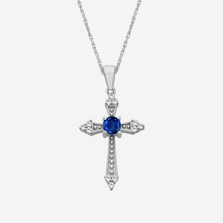 Click here for Womens Diamond Accent Gemstone 10K White Gold Cros... prices