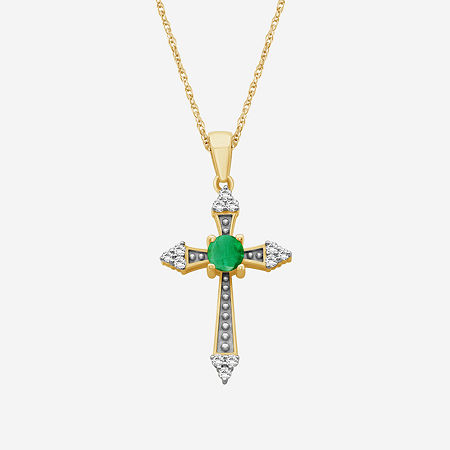 Click here for Womens Diamond Accent Gemstone 10K White Gold Cros... prices
