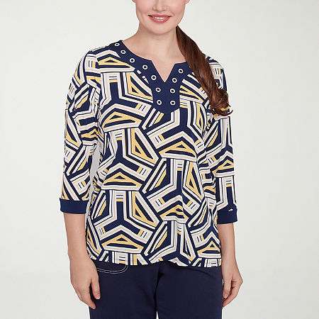 Click here for Alfred Dunner Block Island Womens Split Crew Neck... prices