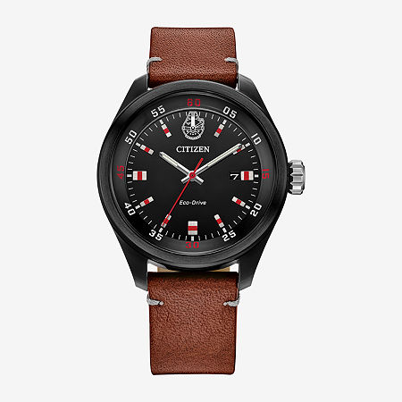 Citizen Eco-Drive Mens Star Wars Chewbacca Brown Leather Strap Watch 43mm - Brown