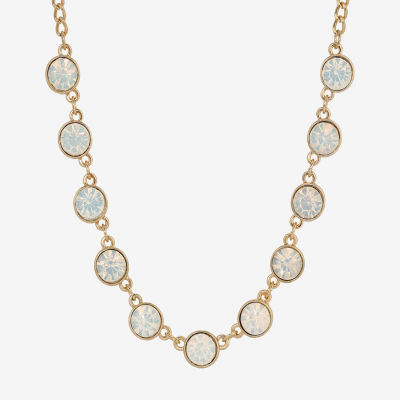 1928 Gold-Tone 16 Inch Link Collar Necklace, Color: White - JCPenney