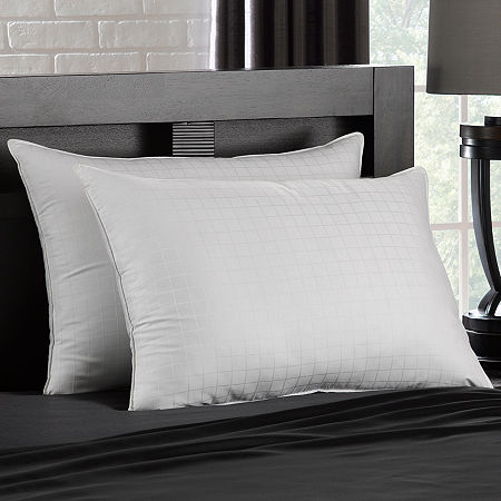 Ella Jayne 100 Cotton Dobby-Box Shell Firm Density Side/Back Sleeper Down Alternative 2-Pack Pillow  King - White