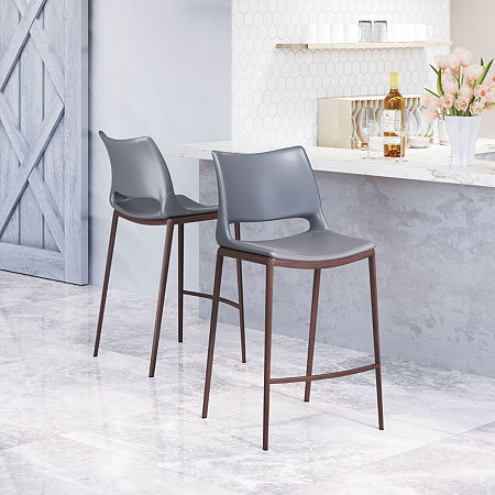 Zuo 37 Stainless Steel  Polyurethane Ace Counter Chair - Dark Gray  Brown