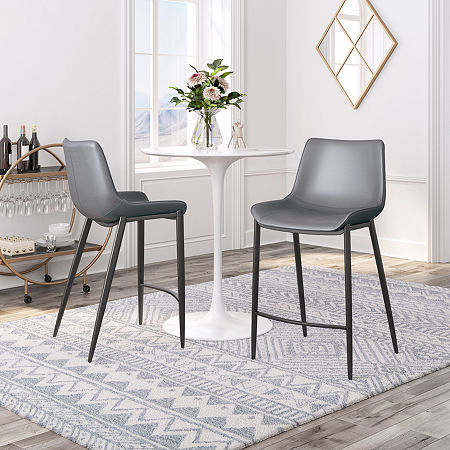 Zuo 43 Steel  Polyurethane Magnus Bar Chair - Dark Gray  Black