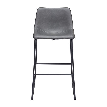 Zuo 39 each  Set of 2 Steel  Polyurethane Smart Bar Chair - Charcoal  Matte Black