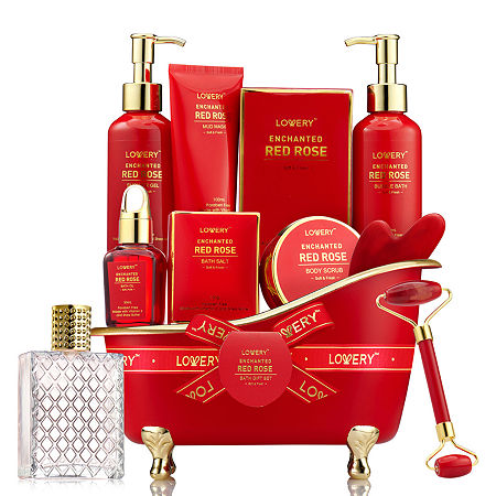 Click here for Lovery Red Rose Home Spa And Bath Basket - 11pc Ho... prices