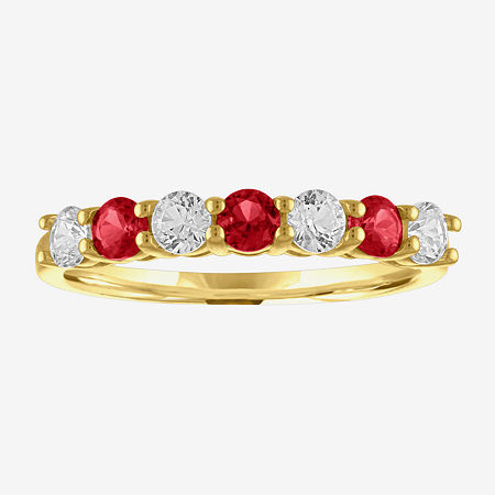 Click here for Womens Lab Created Red Ruby 10K Gold Stackable Rin... prices