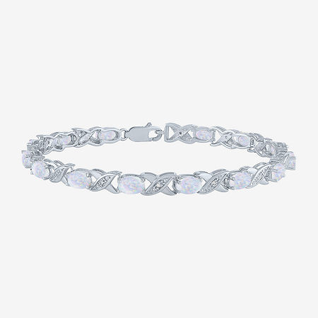 Click here for Womens Diamond Accent Lab Created White Opal Sterl... prices