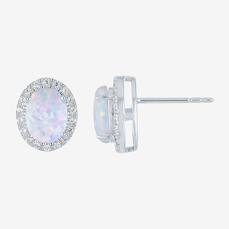 Click here for Lab Created White Opal Sterling Silver 11.5mm Stud... prices