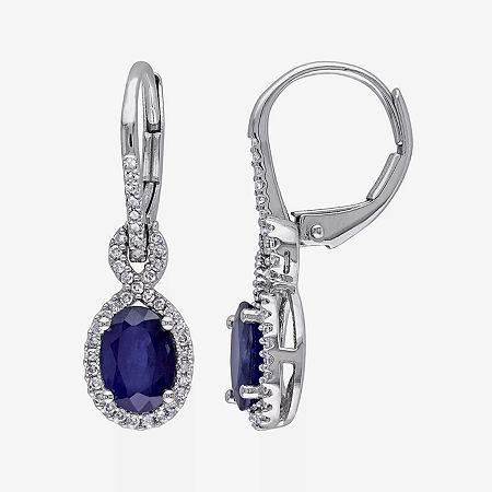 Click here for Genuine Sapphire and 1/4 CT. T.W. Diamond Leverbac... prices