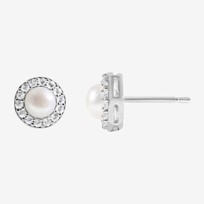 Womens Freshwater Pearl & Lab-Created White Sapphire Sterling SIlver ...