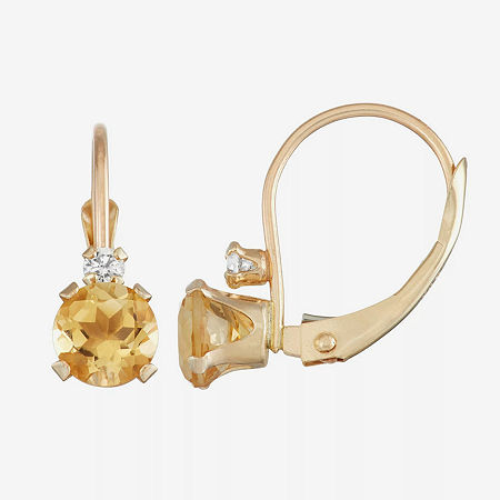 Click here for Womens Genuine Yellow Citrine 10K Gold Drop Earrin... prices